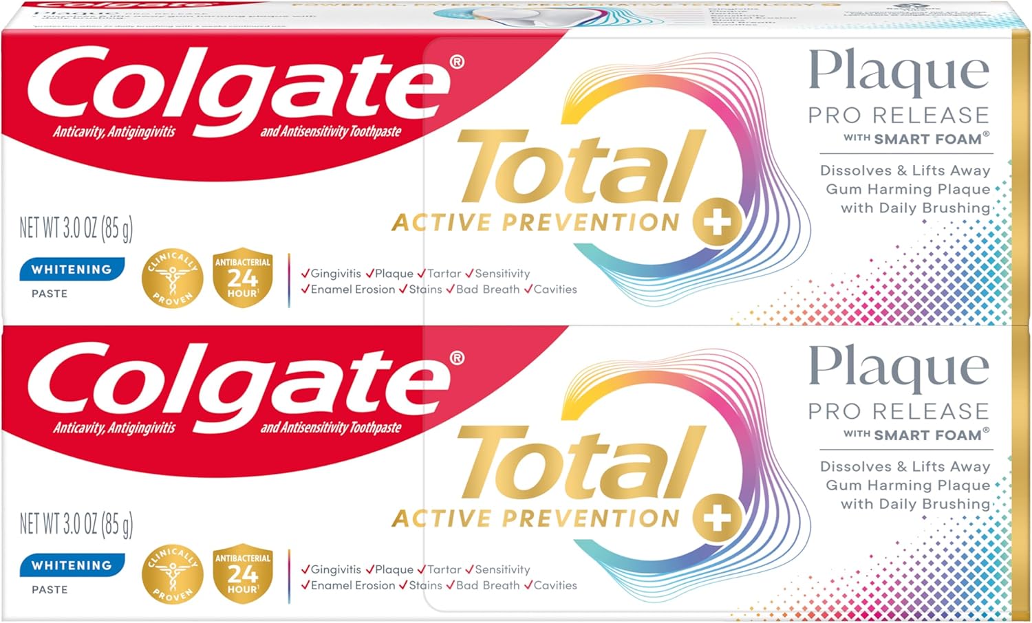 Colgate Total Plaque Pro Release Whitening Toothpaste, 2 Pack - Pricely
